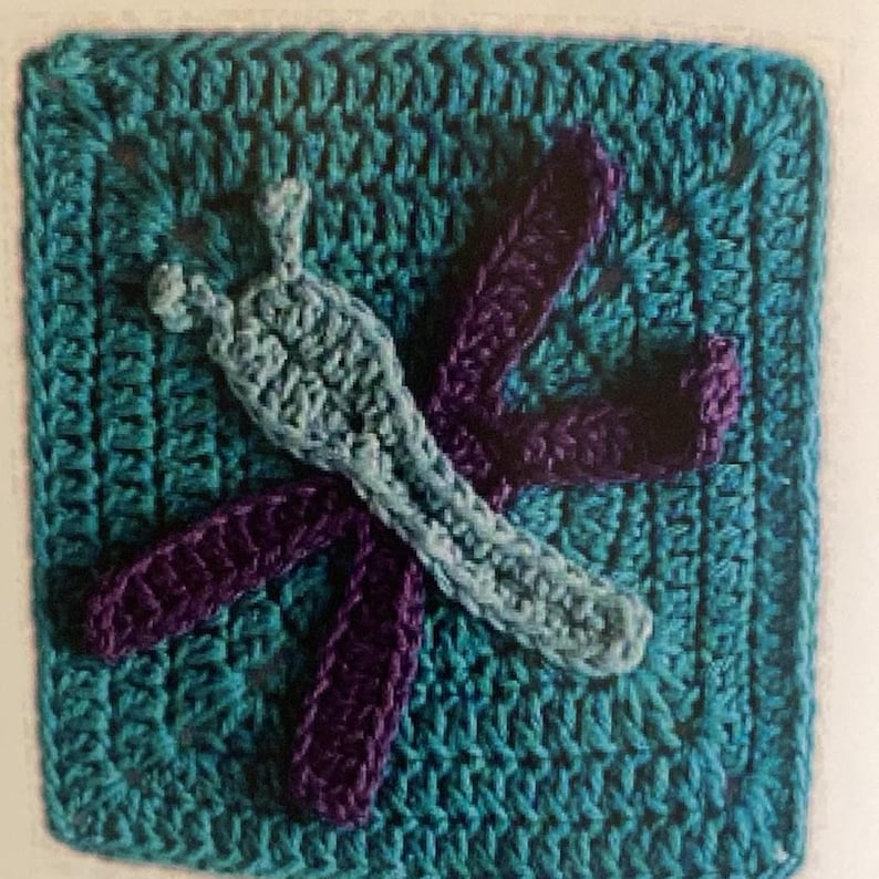 Crochet Dragonfly Granny Square , Pattern ONLY Instant Digital Download ...