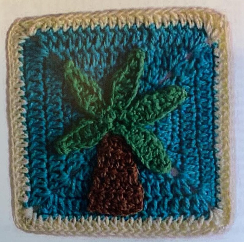 Crochet Palm Tree Granny Square , Pattern ONLY Instant Digital Download ...