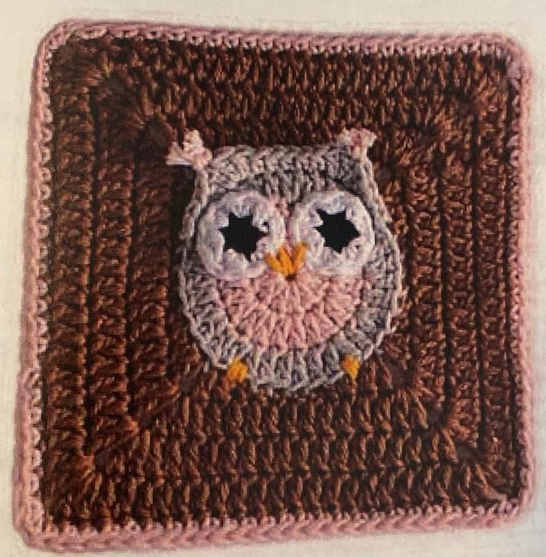 3-D Crochet Owl Granny Square , Pattern ONLY Instant Digital Download ...