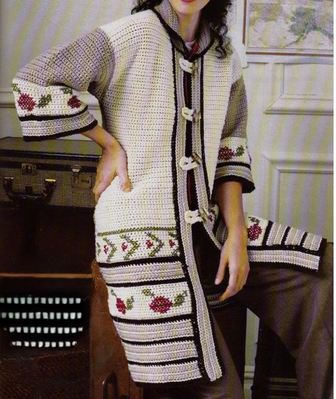 Vintage Cross Stitch Car Coat Crochet Pattern, Digital Download PDF - Etsy