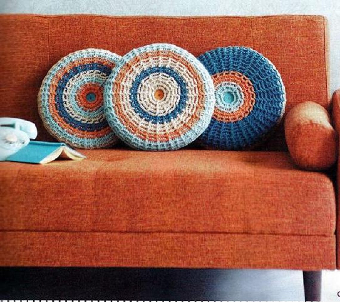 Crochet Round Pillows Pattern ONLY Instant Digital Download PDF Vintage ...