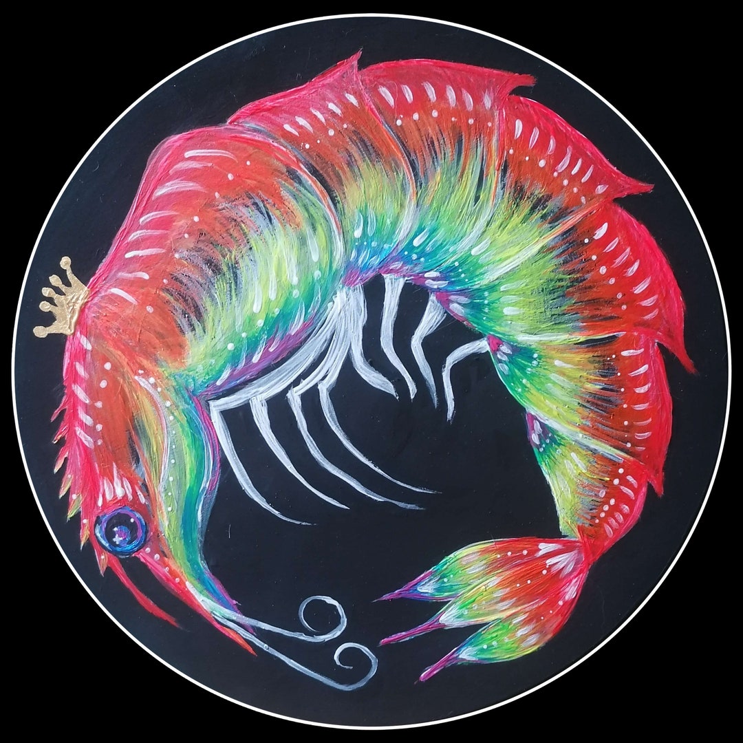 King Prawn Rainbow UV Reactive Original Acrylic Painting - Etsy