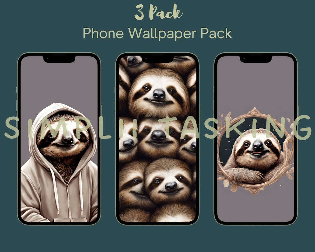 Sloth Lovers Collection Phone Wallpaper, Sloth Spirit Animal, Cute ...