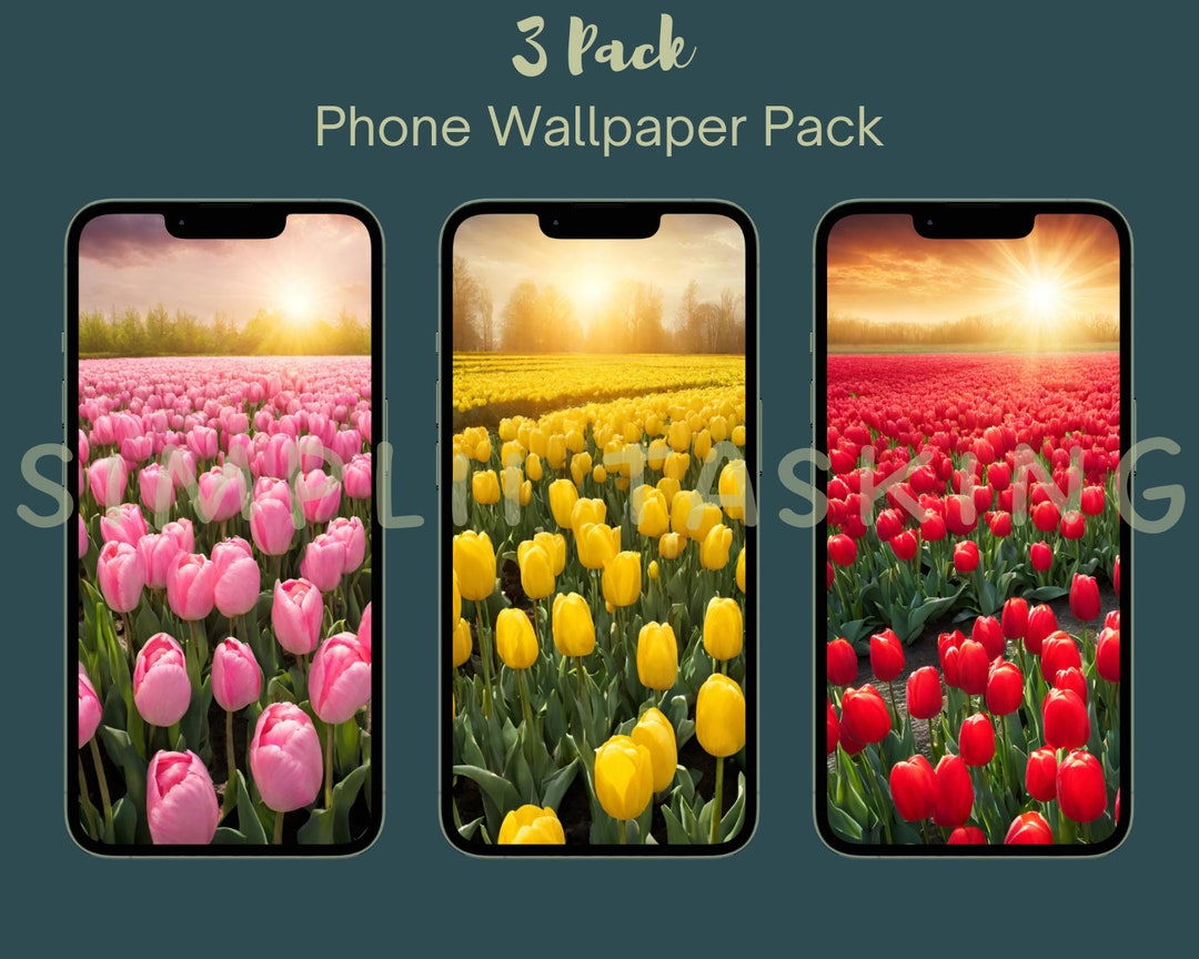 Tulip Field Phone Wallpaper: Calming Summer Flowers (digital Download ...