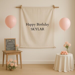 Happy Birthday Backdrop, Birthday Party Decoration, Fabric Photo Booth ...