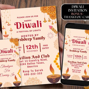 Diwali Party Invitation, Hindu Festival of Lights Digital Card ...