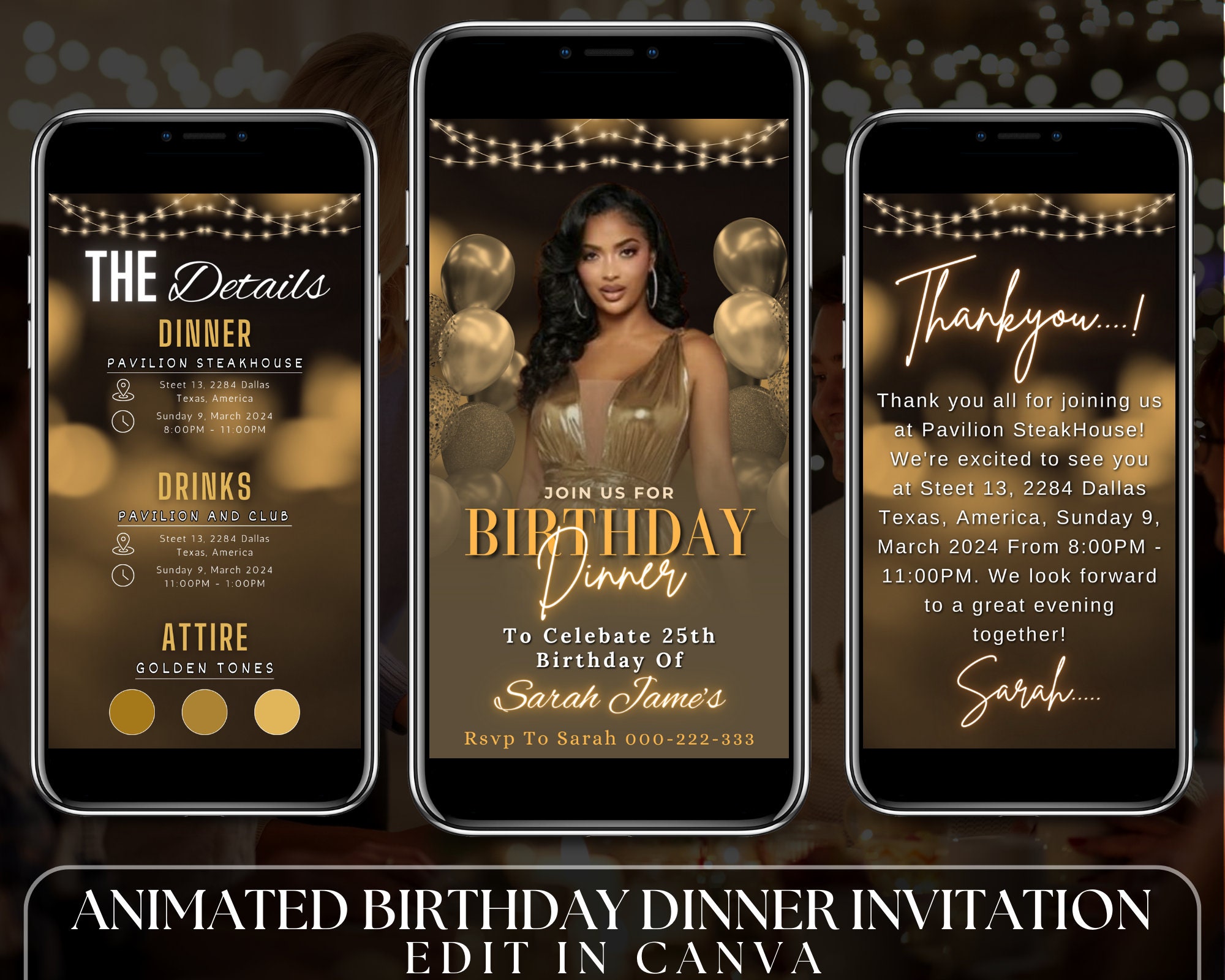 Digital Birthday Dinner Invitation, Digital Birthday Party Invite ...