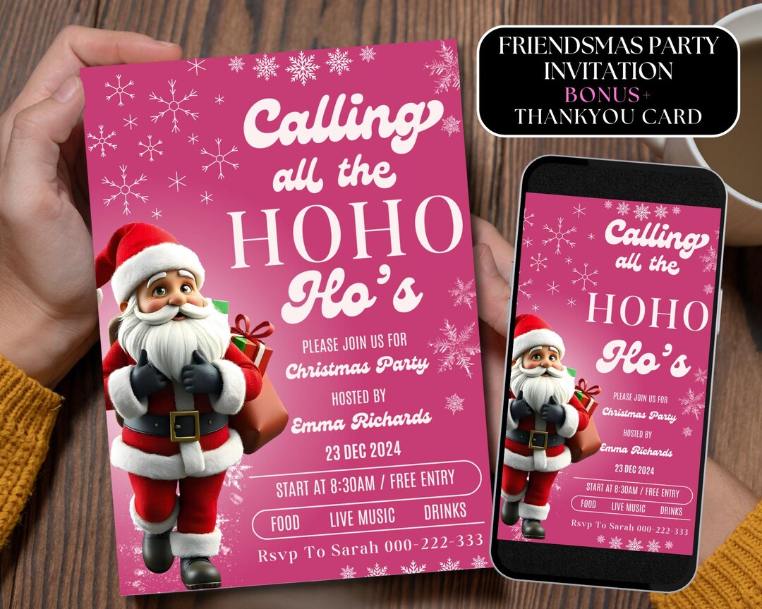 Funny Christmas Invitation, Friendsmas Party Invitation, Christmas ...