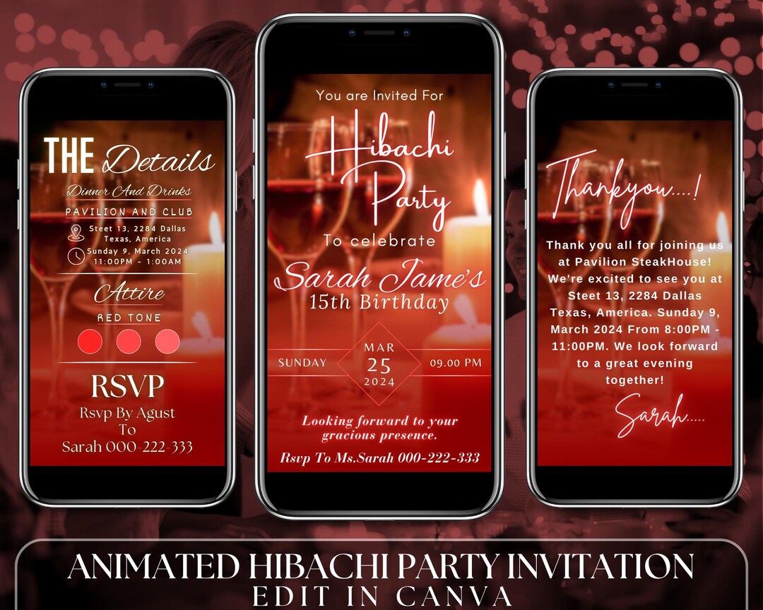 Hibachi Party Invitation, Ditable Hibachi Night Video Invitation ...
