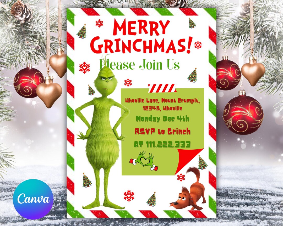 Editable Grinchmas Party Invite, Grinhday Party, Christmas Party ...