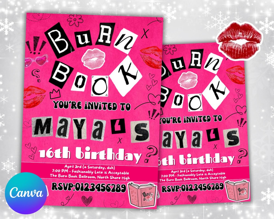 Editable Mean Girls Inspired Birthday Party Invitation Template, Burn ...