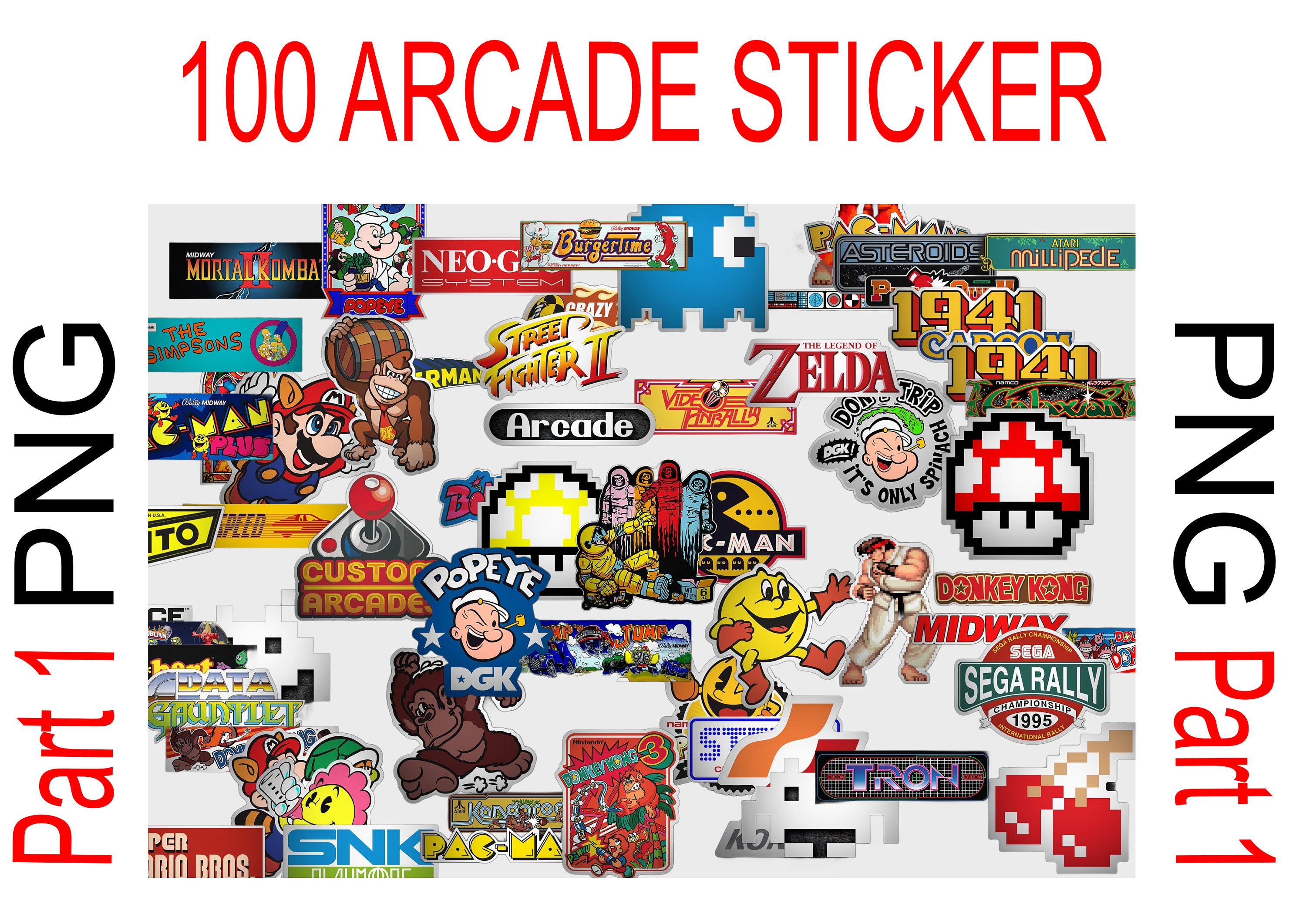 Arcade-sticker-set Für Gamer Retro Videospiel Aufkleber Vintage 80er ...