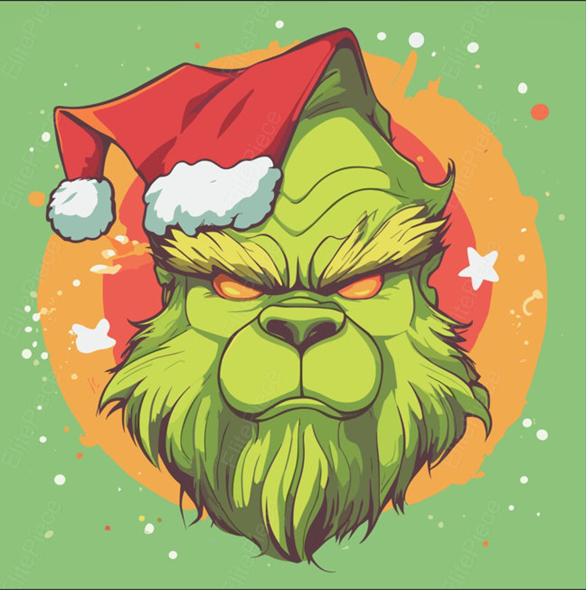 Santa Grinch Fusion Face Svg, Christmas Digital Art Svg Png, Clipart ...