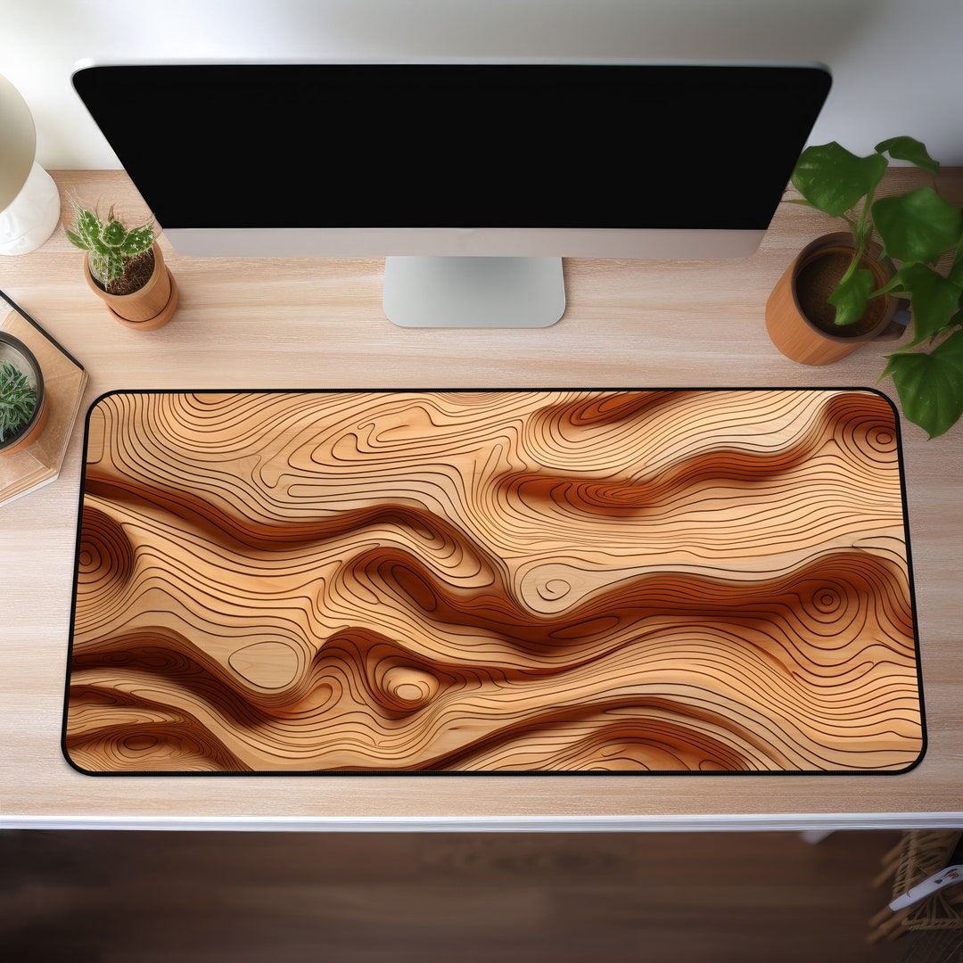 Textured Wood Grain Desk Mat, Wood Grain Aesthetic Mousepad, 3d Wood ...