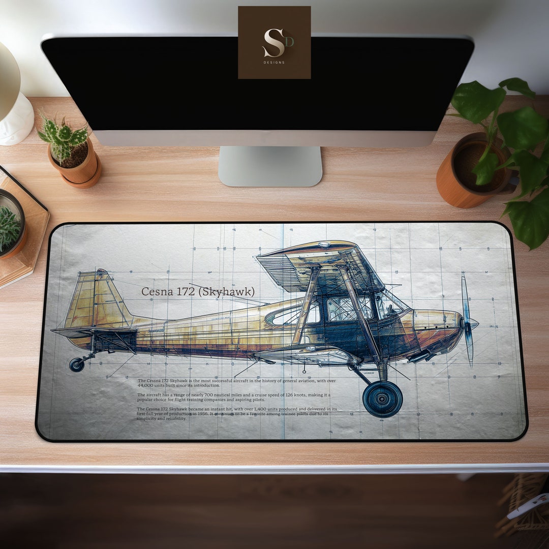 Patent Drawing of a Cesna 172 Skyhawk, Airplane Lovers Mousepad, Desk ...