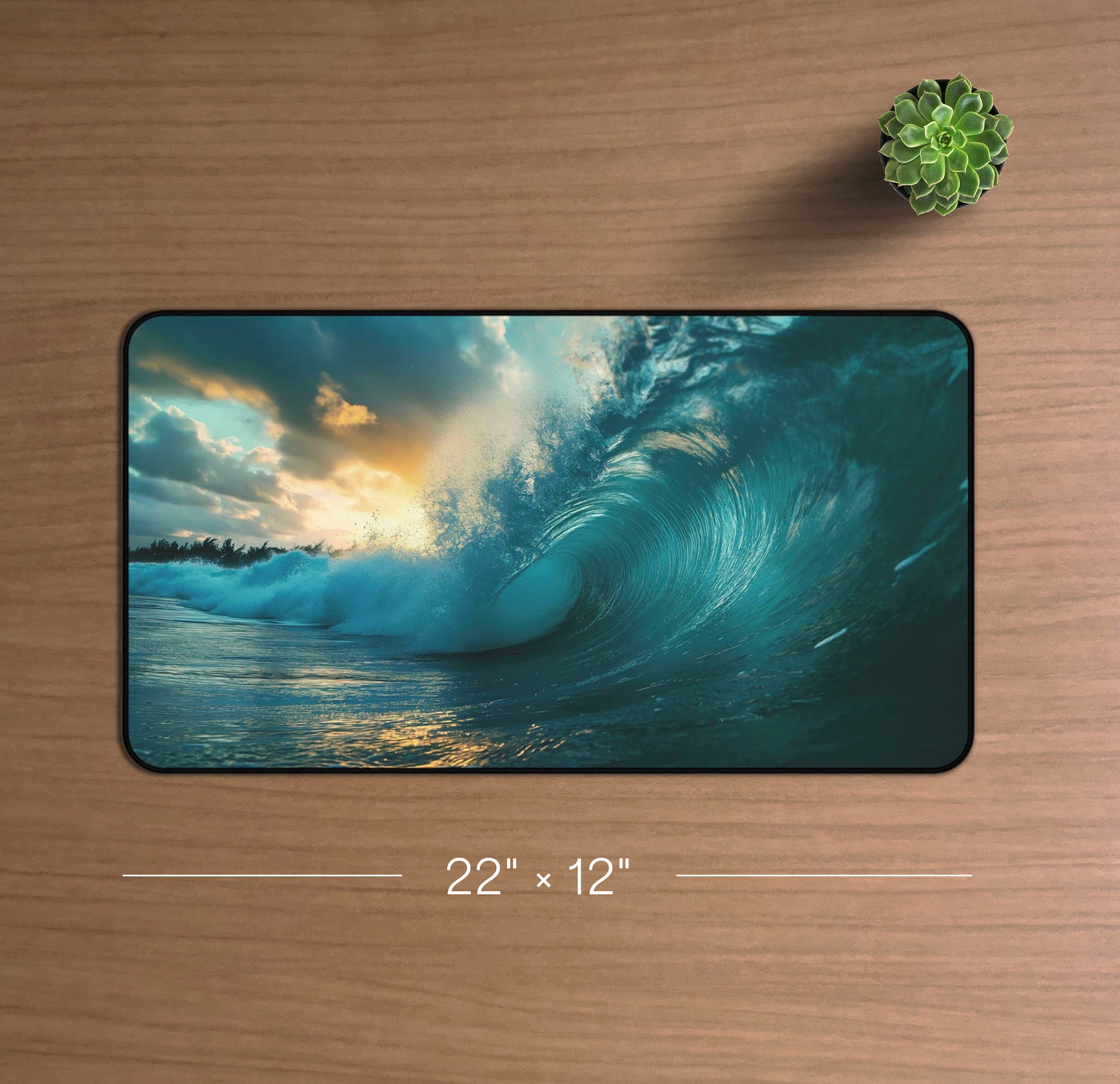 Wave Desk Mat, Sunset Desk Mat, Coastal Desk Decor, Nature Mouse Pad ...