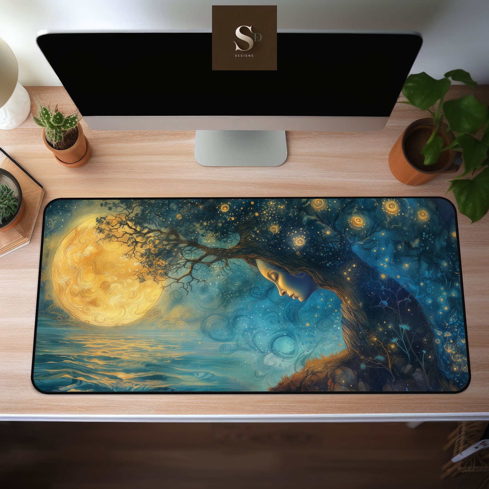 Celestial Witchy Surreal Desk Mat, Gaming Mouse Pad, Nature Lover ...
