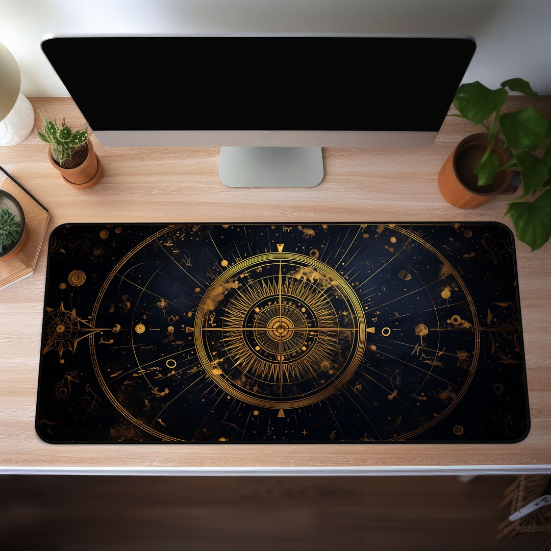 Celestial Gaming Desk Mat, Aesthetic Home Office Accessory, Moon Sun ...