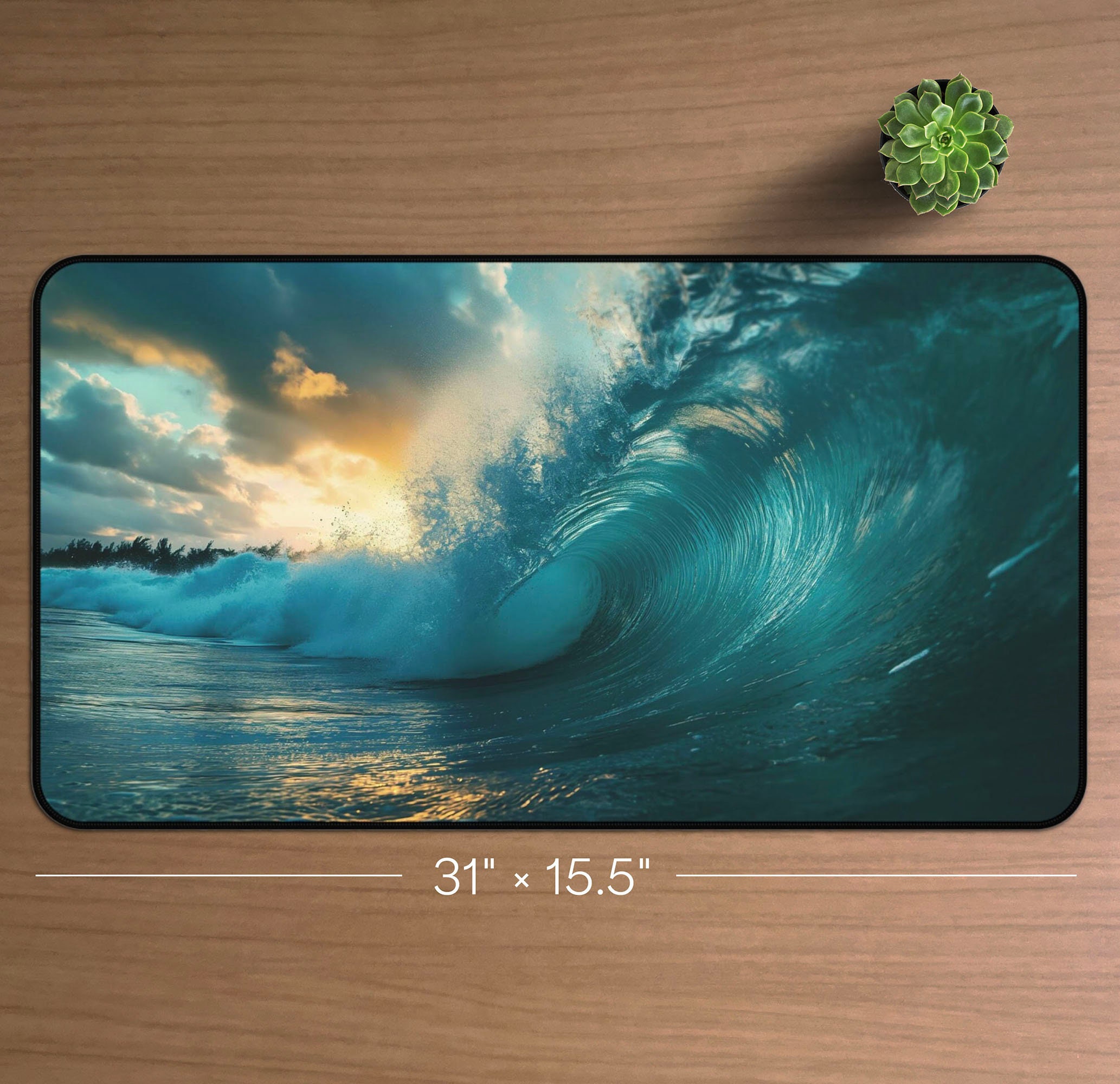 Wave Desk Mat, Sunset Desk Mat, Coastal Desk Decor, Nature Mouse Pad ...