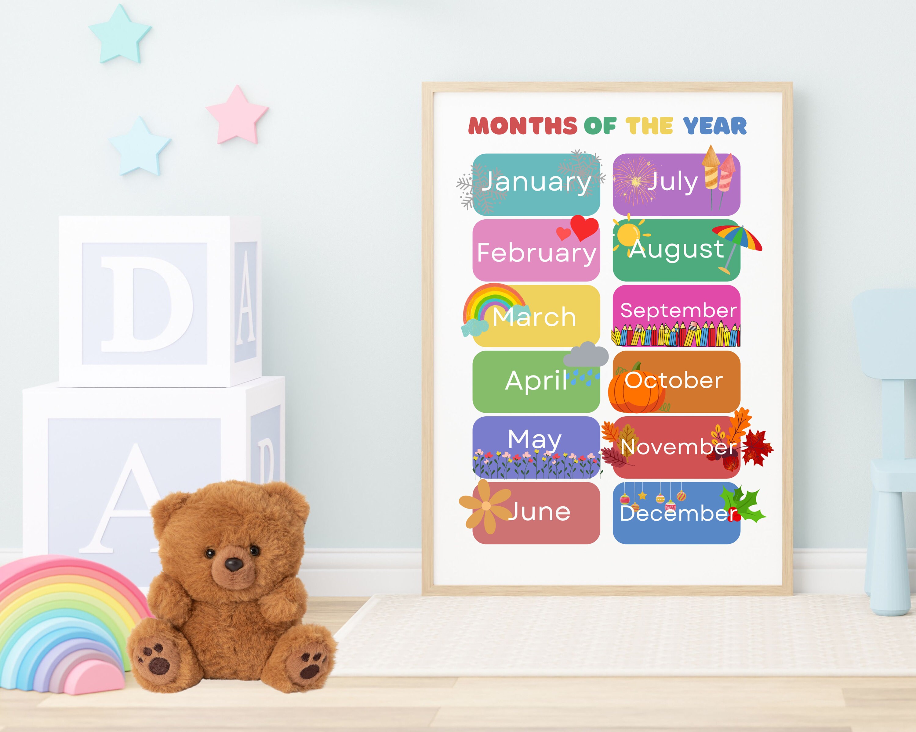 Engaging 12 Months Poster for Kids Teacher's Classroom Decor Printable ...
