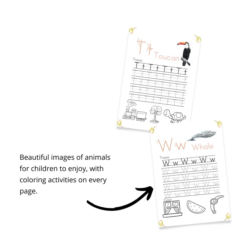 Printable Alphabet Letter Writing Practice Worksheets With Watercolor ...