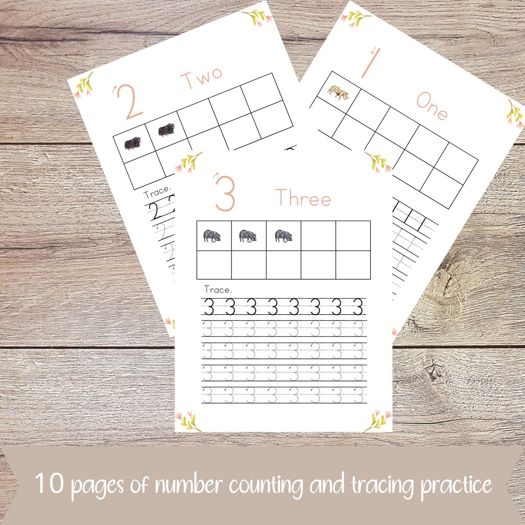Printable Number Writing and Counting Practice Worksheets With Ten ...