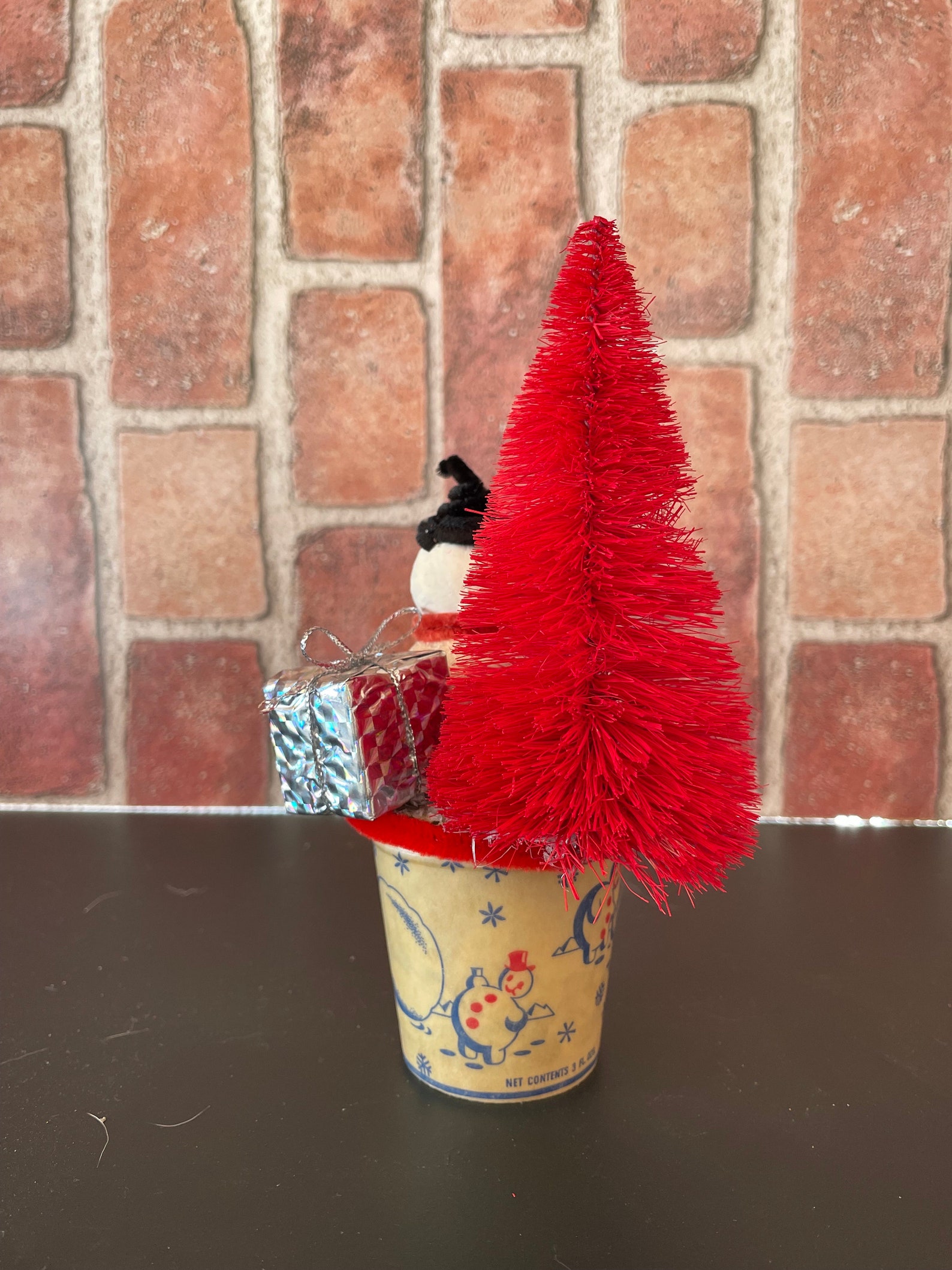 Vintage Snowman Vignette on Ice Cream Cup - Etsy