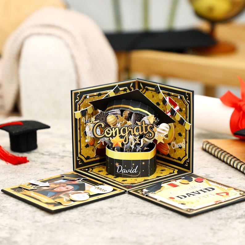 Personalized Graduation Exploding Box, Grad Gift Box, Surprise Exploding Box With Her, Handmade ...