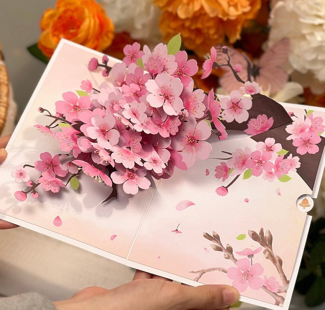 Cherry Blossoms Pop up Card Mothers Day Greeting Card Birthday Gift ...