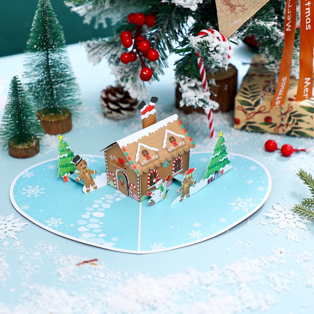Gingerbread House Pop up Card, Heart Shape Gingerbread House Greeting ...