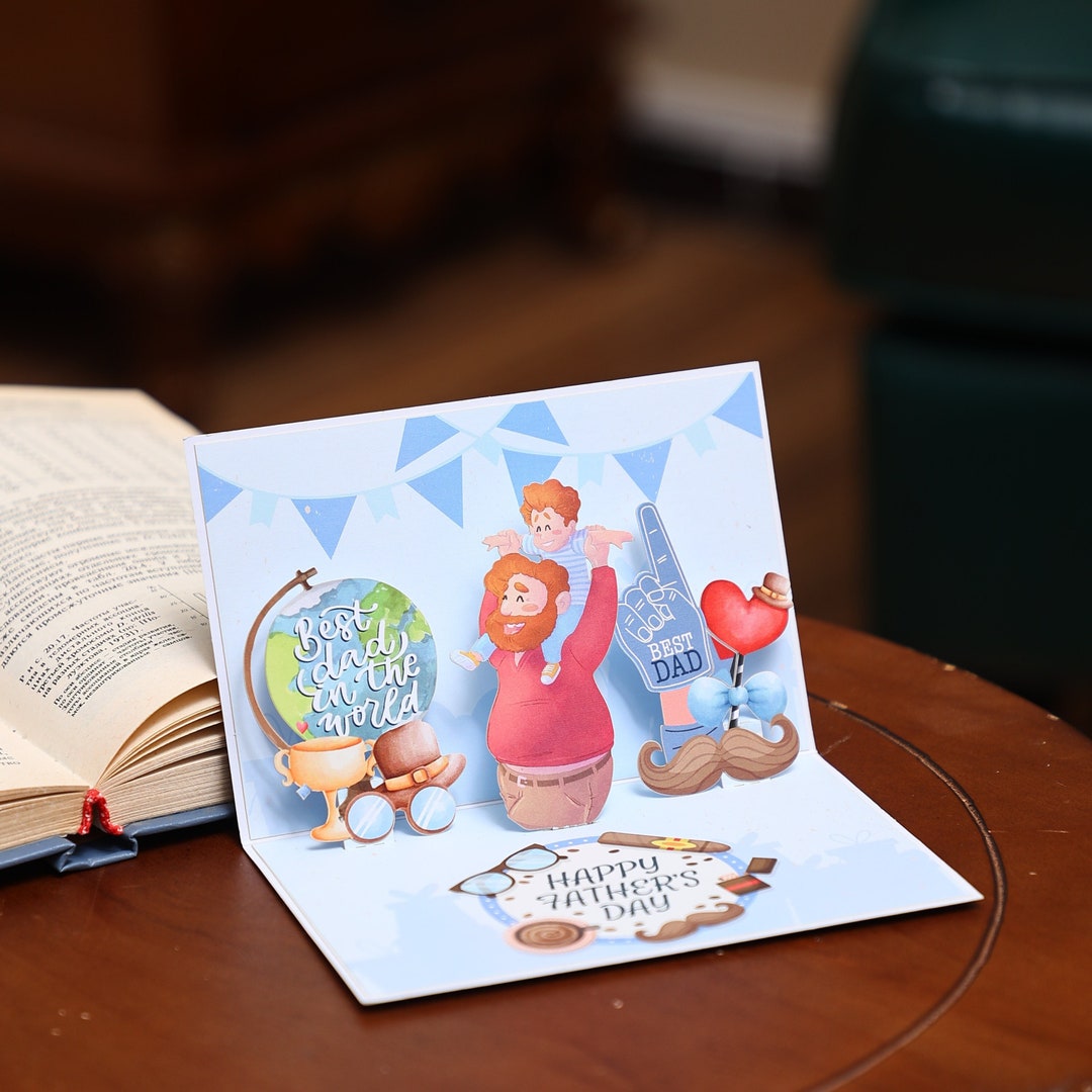 Best Dad Pop up Card, Father's Day Greeting Card,birthday Gift Card ...