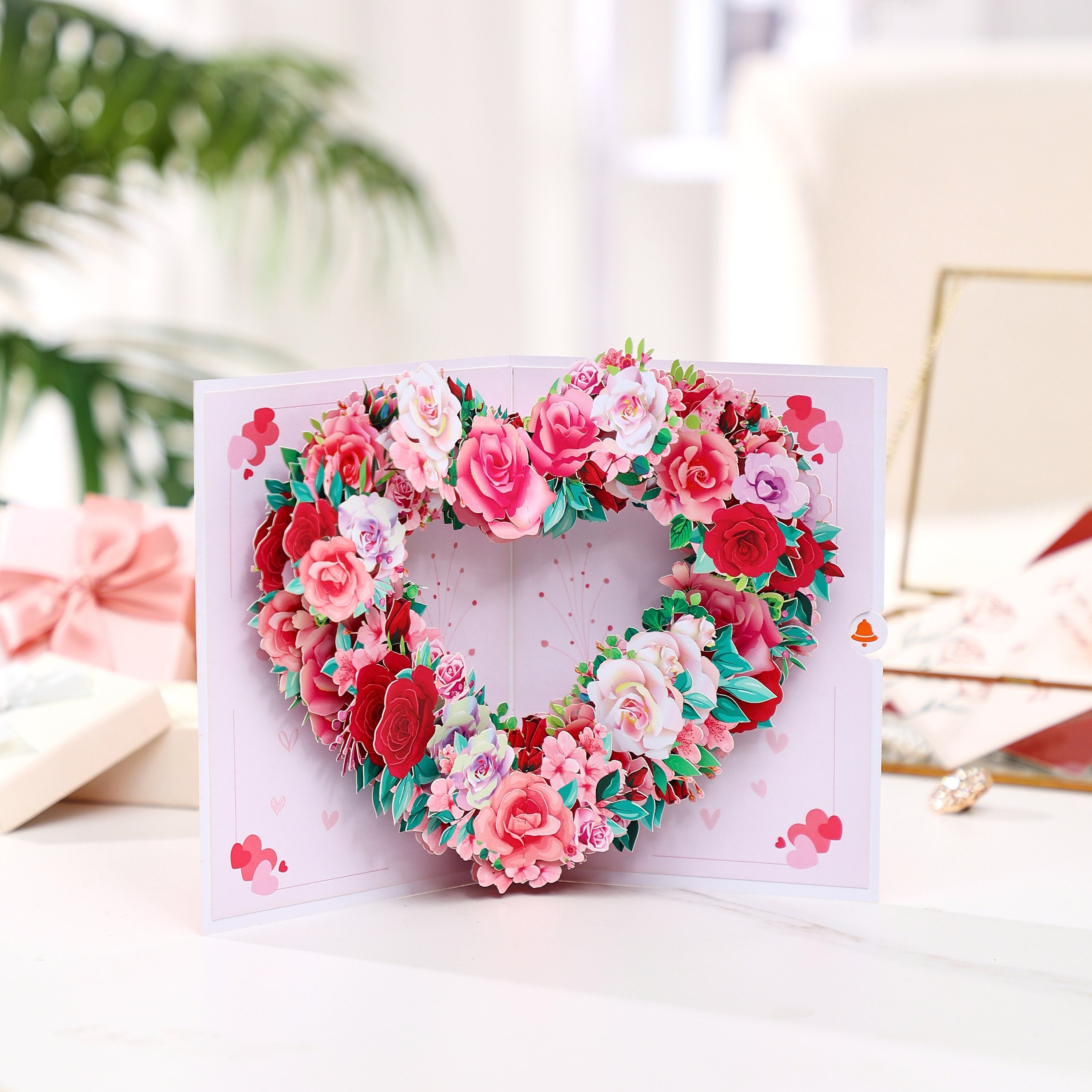 Rose Flower Heart Shape Pop up Card, Mothers Day Greeting Card ...