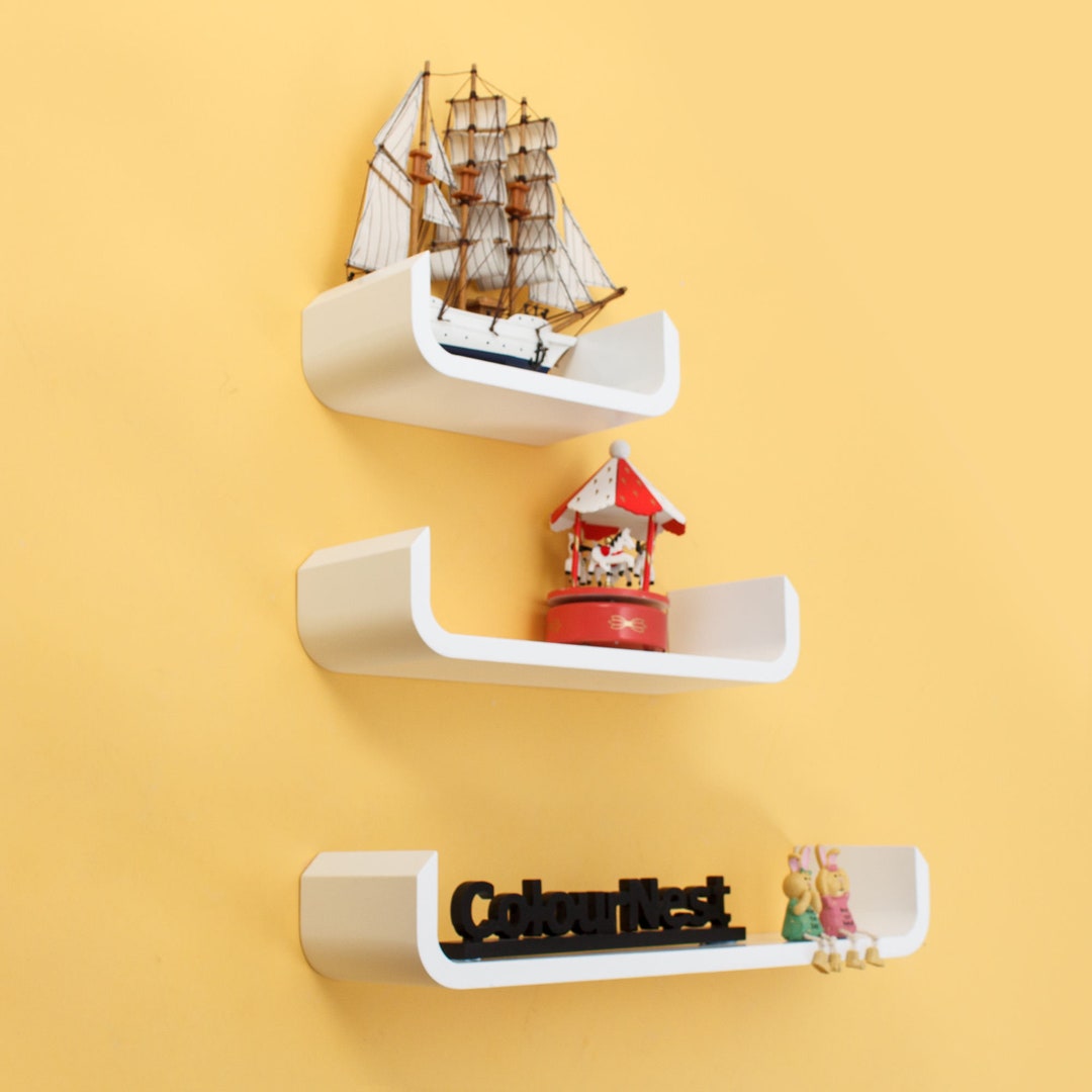 Floating U Shaped Wooden Shelves, Wooden Handmade Furniture, Wall ...