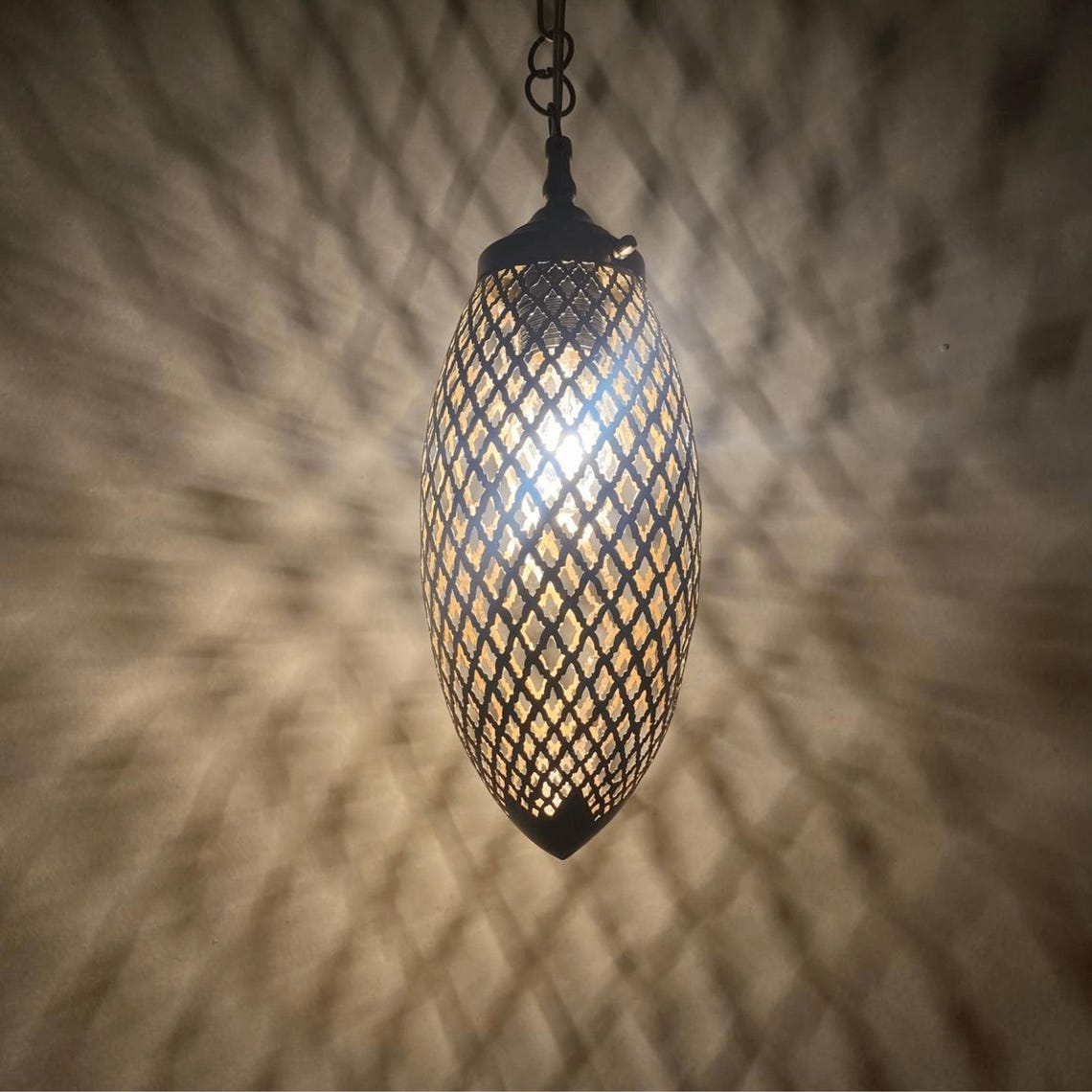 Moroccan Hanging Light Fixture, Traditional Brass Pendant Light to ...