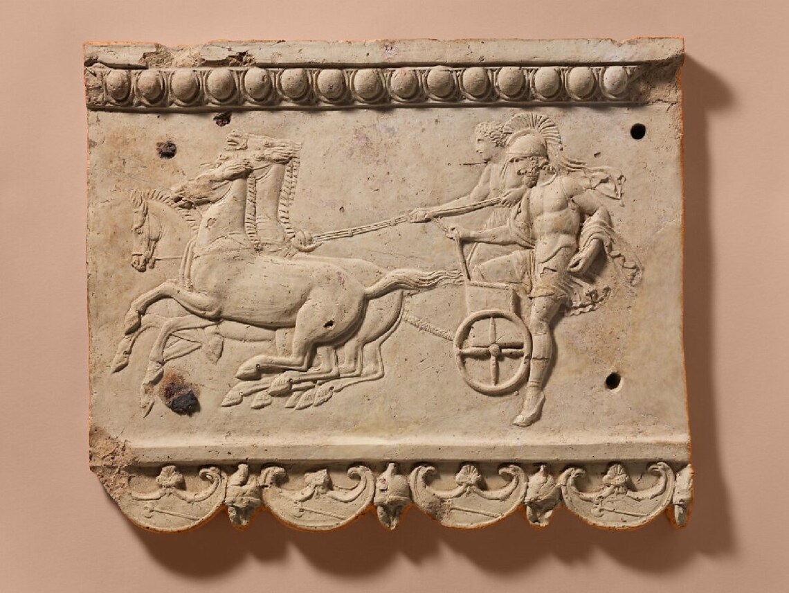 The Chariot Race Chronicle: Clay Plaque With King Oinomaos and ...