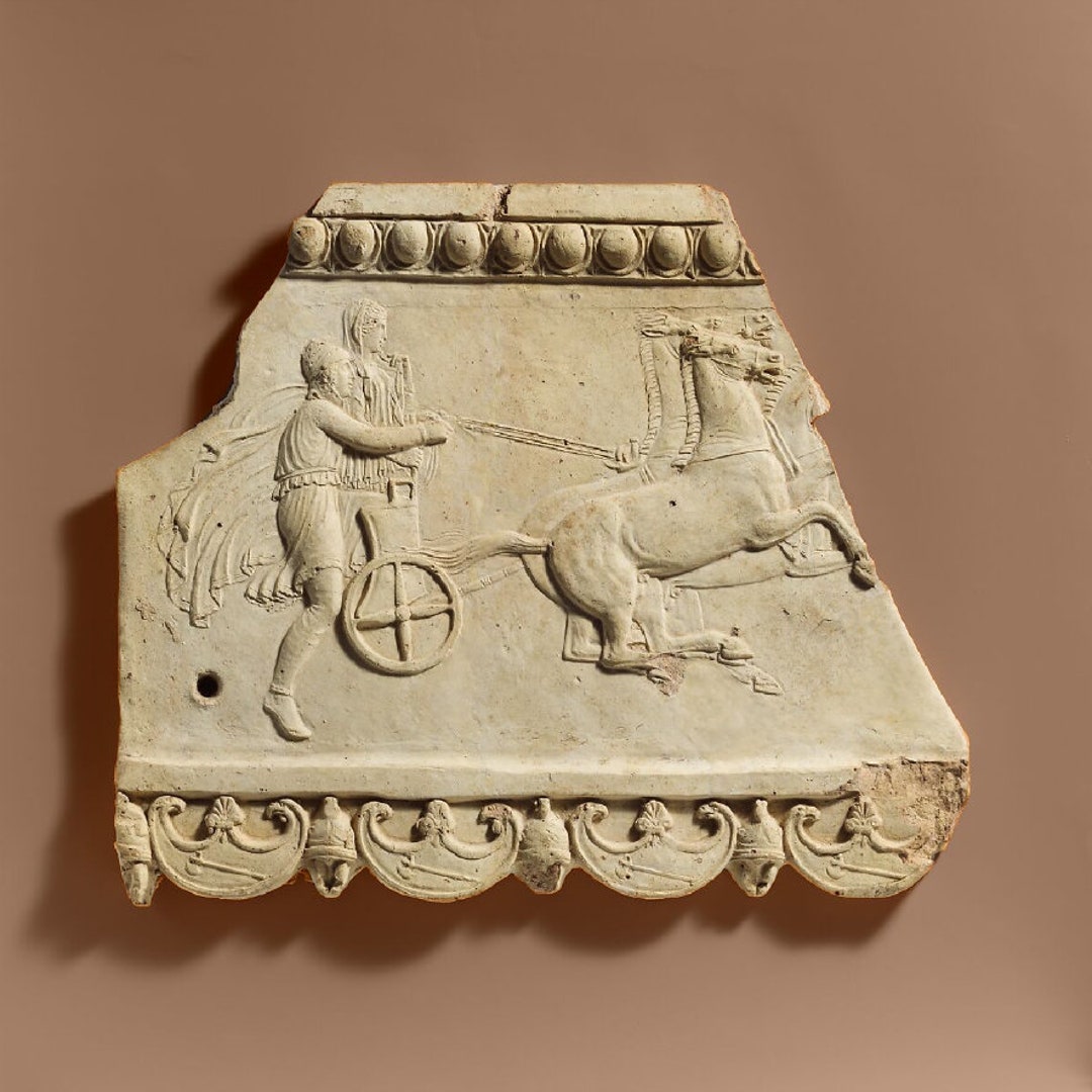 Mythic Triumph Unveiled: Clay Plaque With Pelops and Hippodamia ...