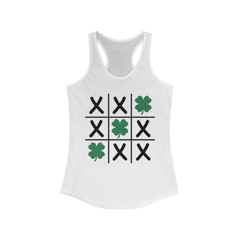 St. Patrick's Day Shamrock Tic Tac Toe Racerback Tank Four Leaf Clover ...