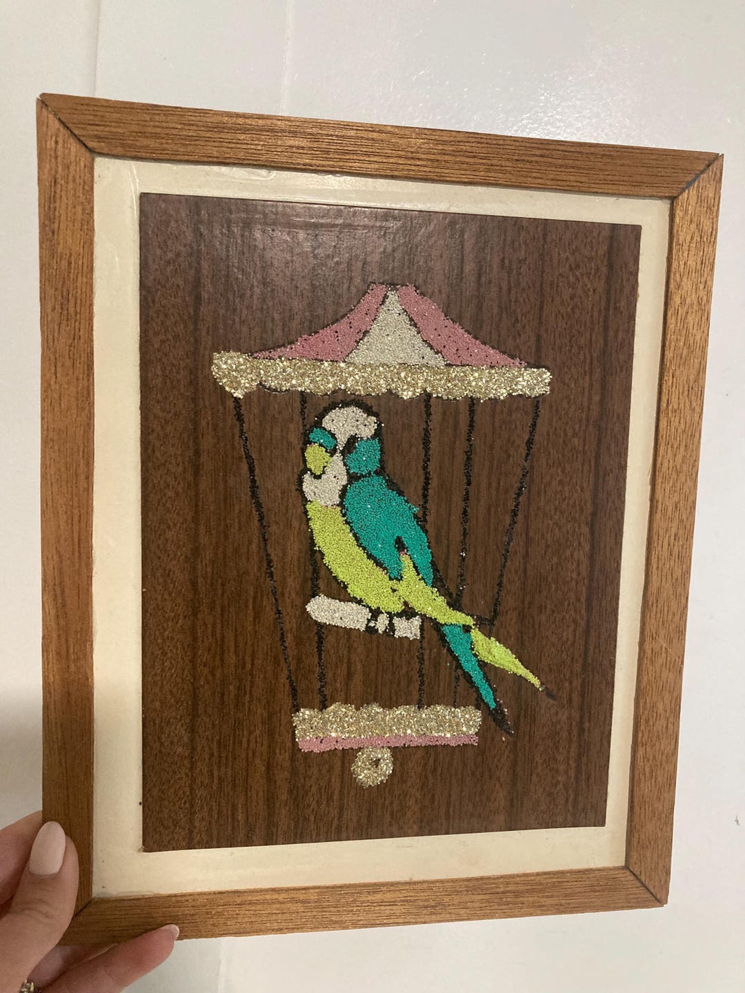 Vintage MCM Parakeet Parrot Bird Sand Art Framed 11x9 Decor - Etsy