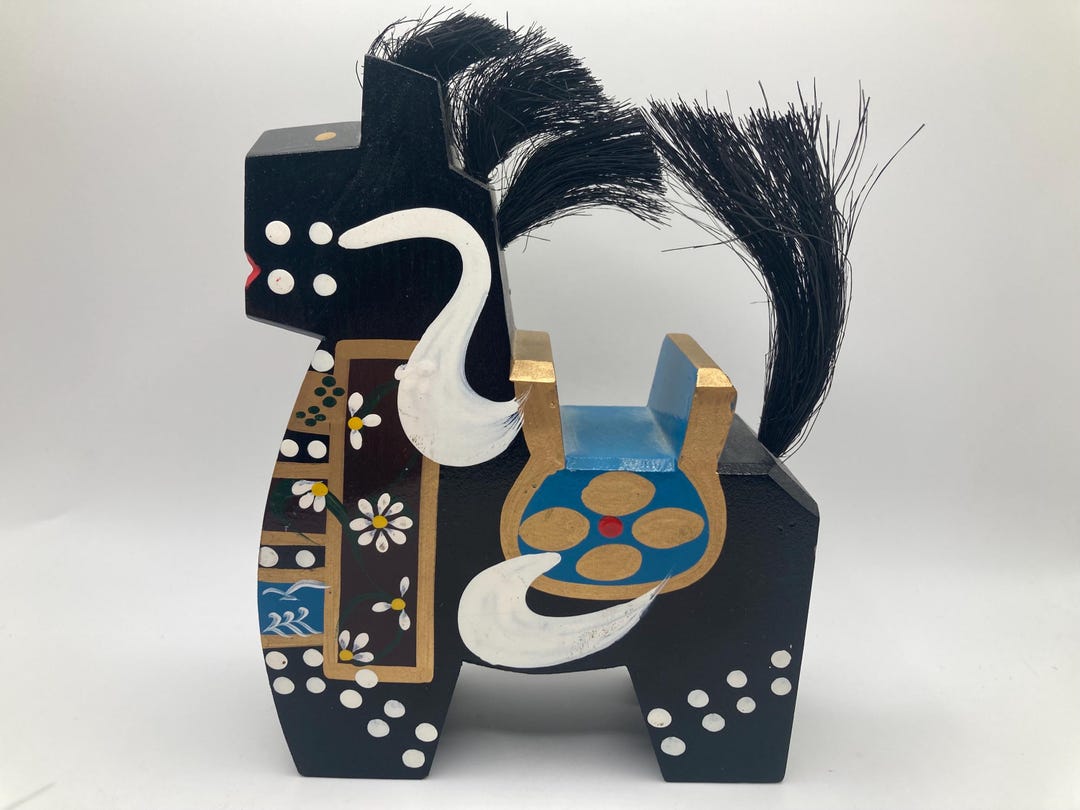 Japanese Yawata Uma Horse Wood Chagu Hachinhoe Kokeshi Figure Folk ...