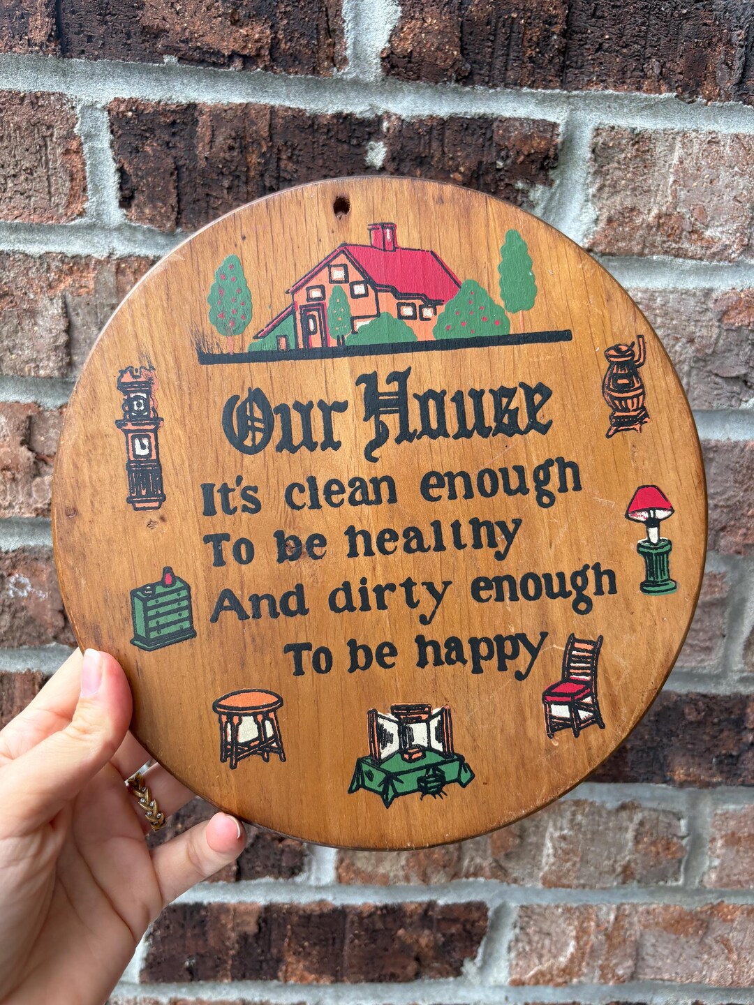 Folk Style Wooden Sign Our House is Clean Enough Healthy Dirty Enough ...
