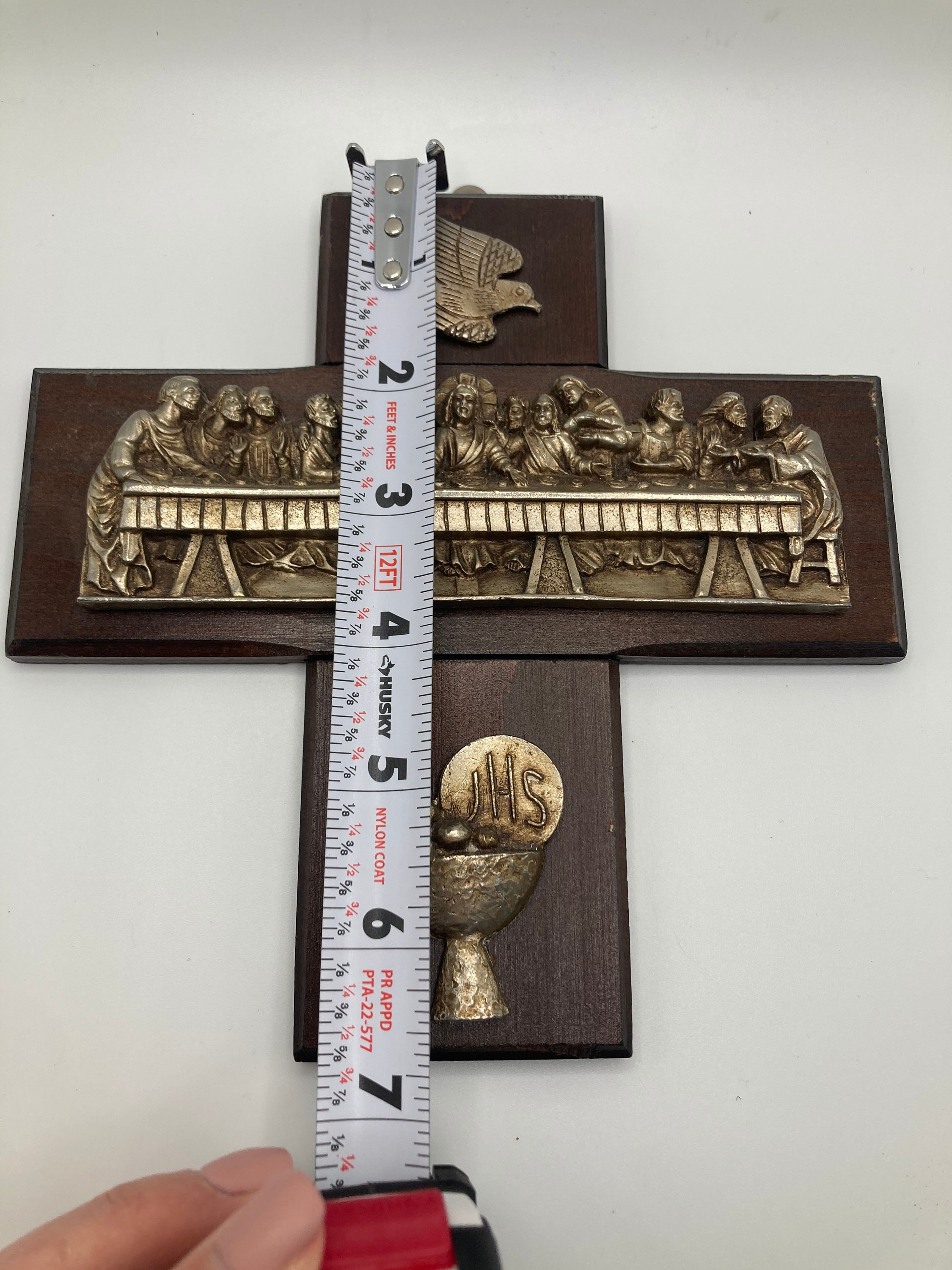 Last Supper-silver Relief Metal Plaque on A Wooden Cross - Etsy