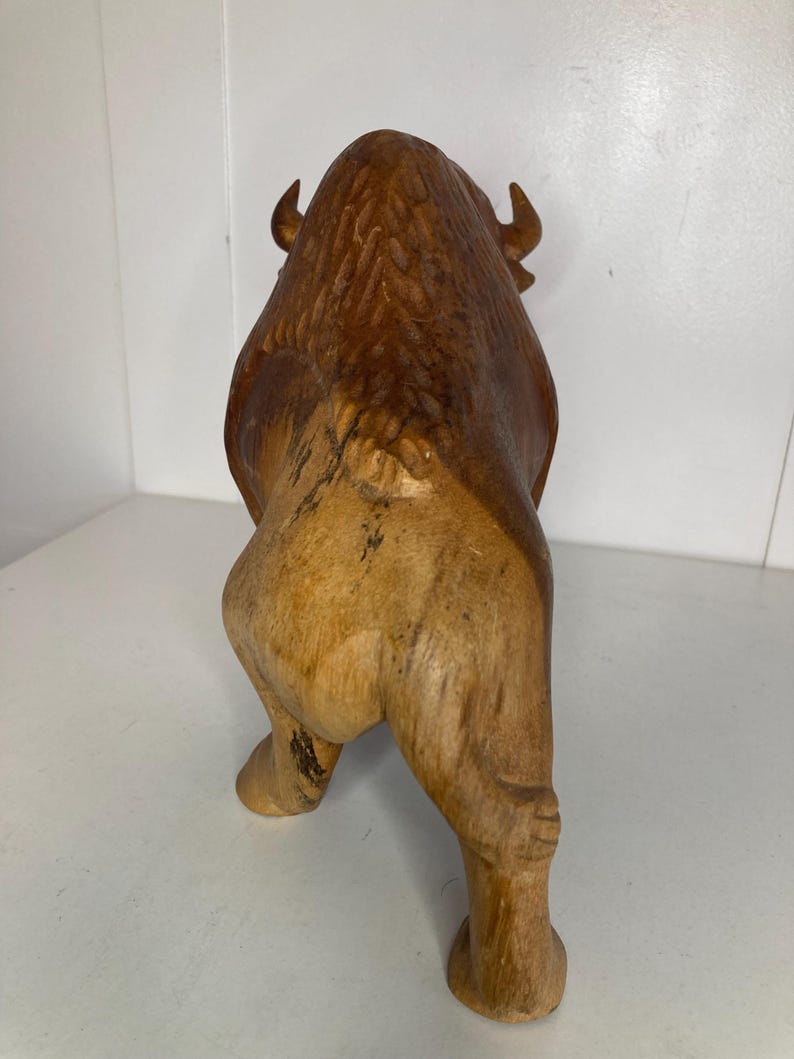 Handcarved Wooden American Bison Buffalo Decor One of A Kind Collectors ...