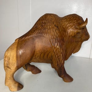 Handcarved Wooden American Bison Buffalo Decor One of A Kind Collectors ...
