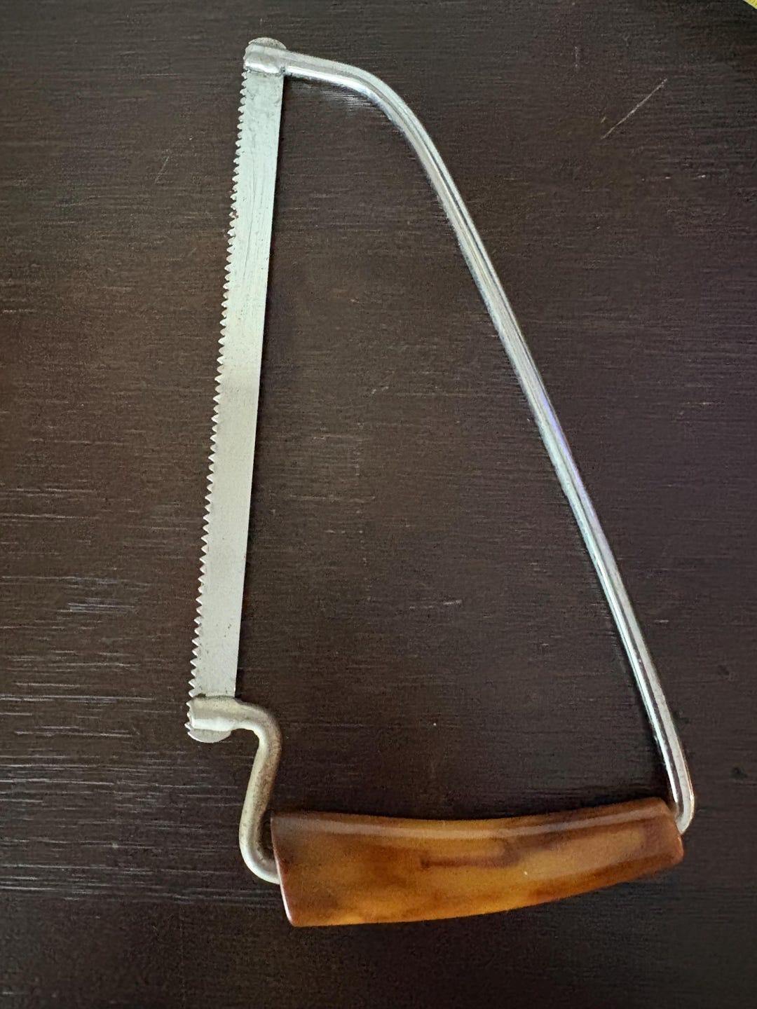 Vintage Kitchen Bone & Meat Saw Brown Bakelite Marbled Handle Stainless ...