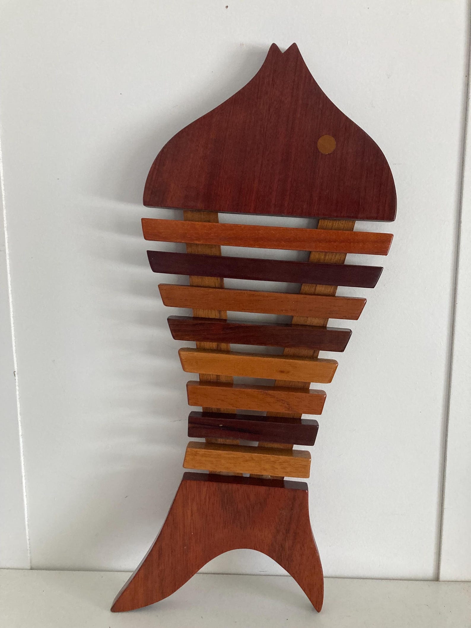 Wooden Fish Skeleton Shaped Trivet or Wall Hanging Mcm-style Teak ...