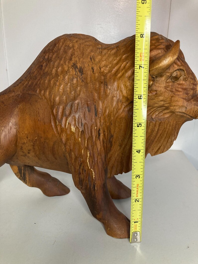 Handcarved Wooden American Bison Buffalo Decor One of A Kind Collectors ...