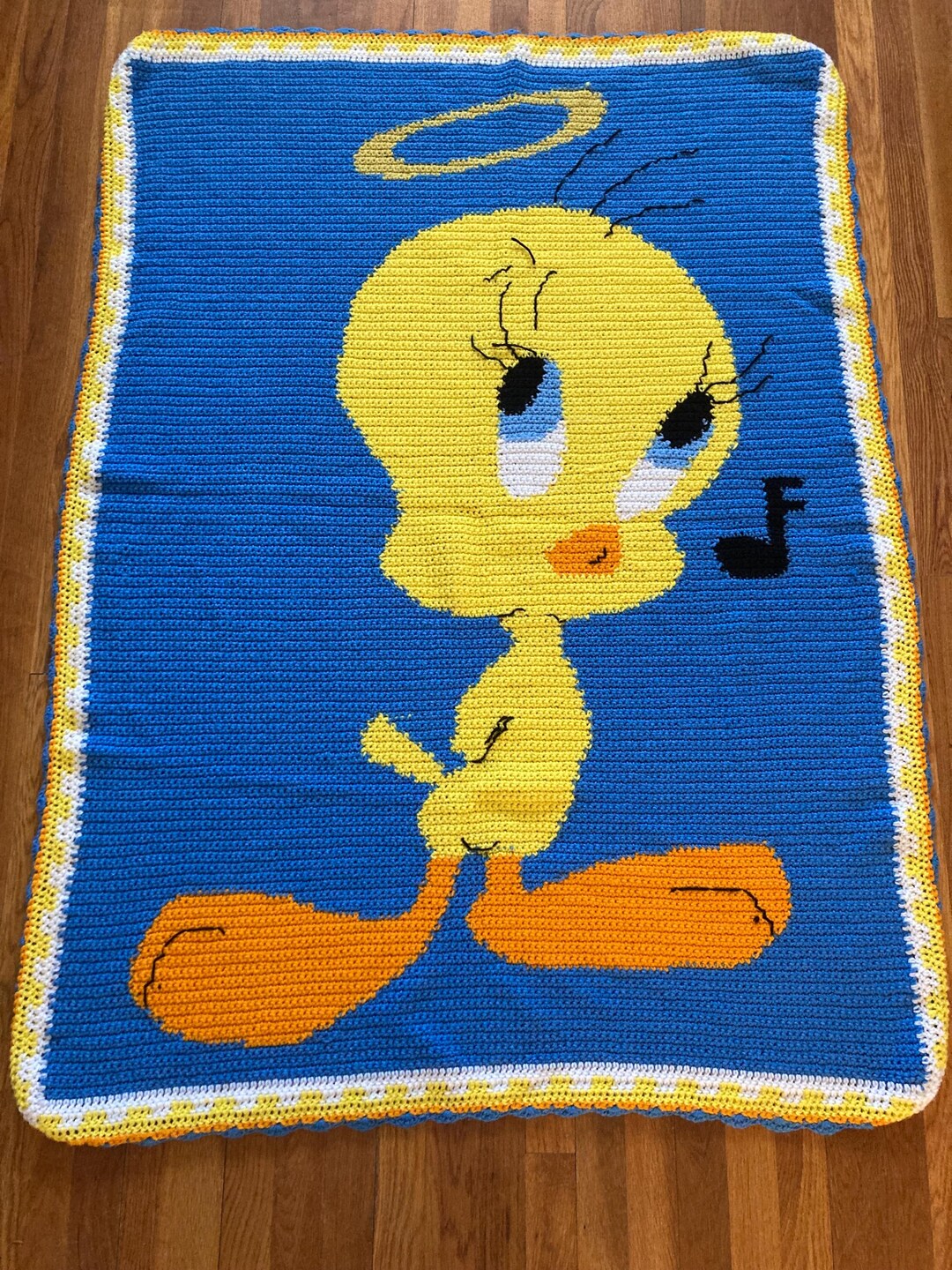 Handmade Knitted Crochet Tweety Bird Angel Halo Looney Tunes Blanket ...