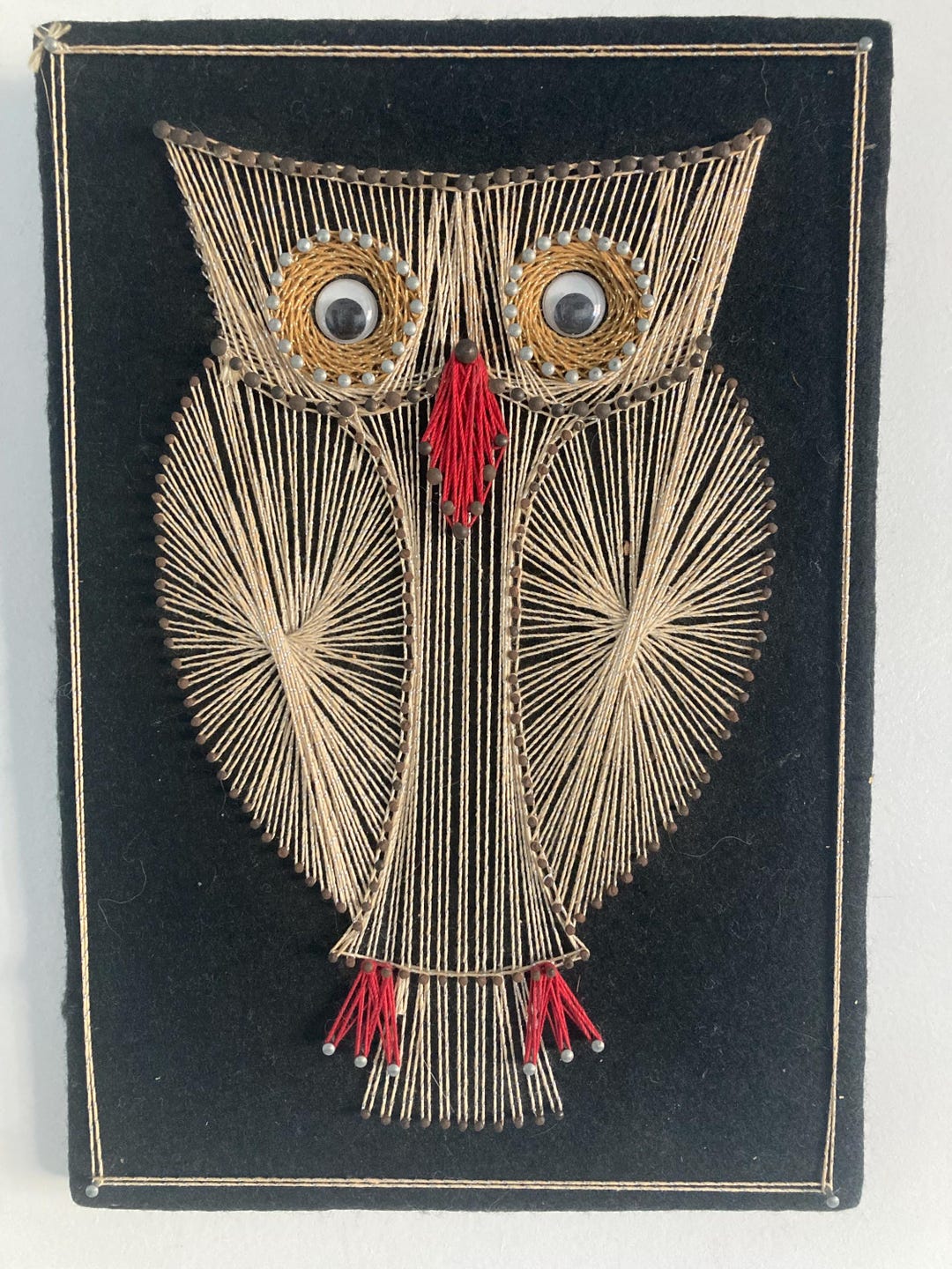 MCM Owl String Art Googly Eyes 11.5x8” Neutral Colors - Etsy