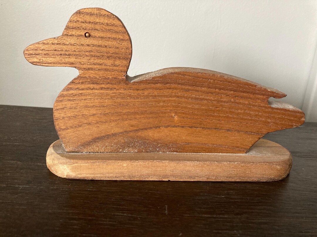 Simple Handmade Wooden Duck Shelf Sitter Decor Collectible Craft ...