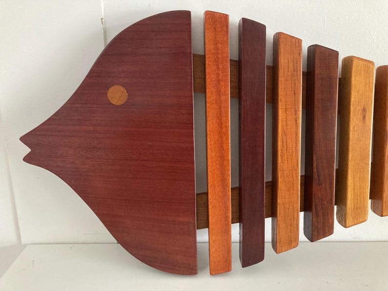 Wooden Fish Skeleton Shaped Trivet or Wall Hanging Mcm-style Teak ...